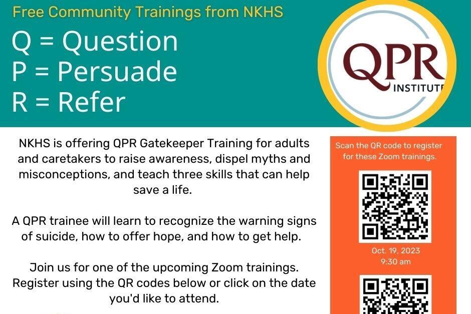 QPR (Question, Persuade, Refer) Training — Northeast Kingdom Human Services QPR (Question, Persuade, Refer) Training — Northeast Kingdom Human Services